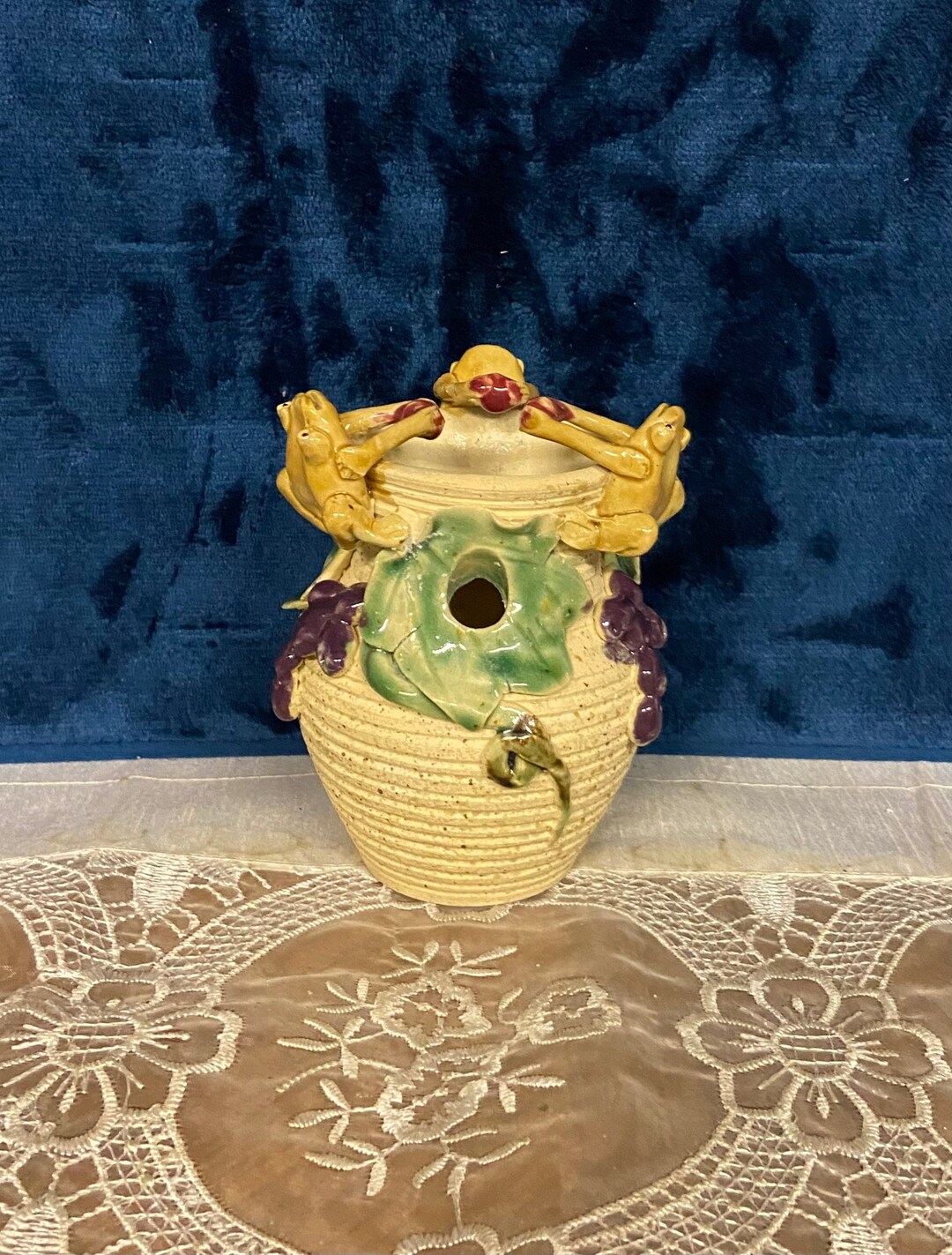 Majolica Floral Grapes Frogs Holding Red Beads Vase - Etsy