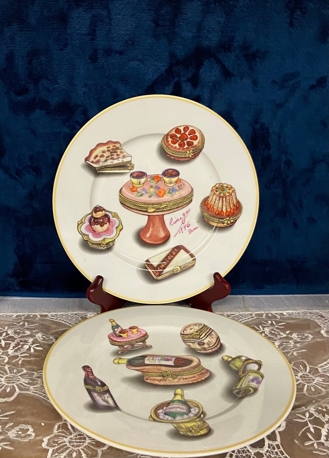 I Godinger 1855 Email De Limoges Decore a La Main a Marino Decor Plates ...