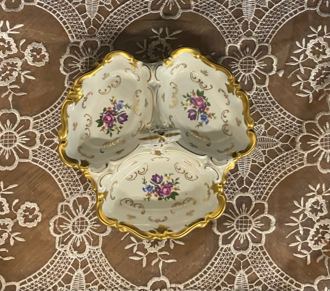 Reichenbach Fine China 3 Part Divided Florals Serving Dish - Etsy