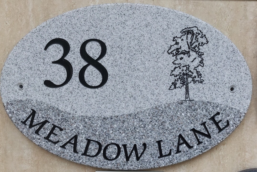 Oval Engraved Corian House Sign - Etsy