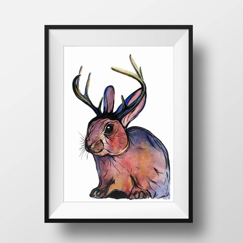 Jackalope Art. Watercolor Painting. Original 8x10 Print. Home | Etsy