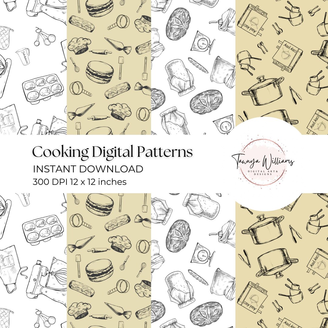 Cooking Patterns PNG and JPEG Files, Baking, Bread - Etsy
