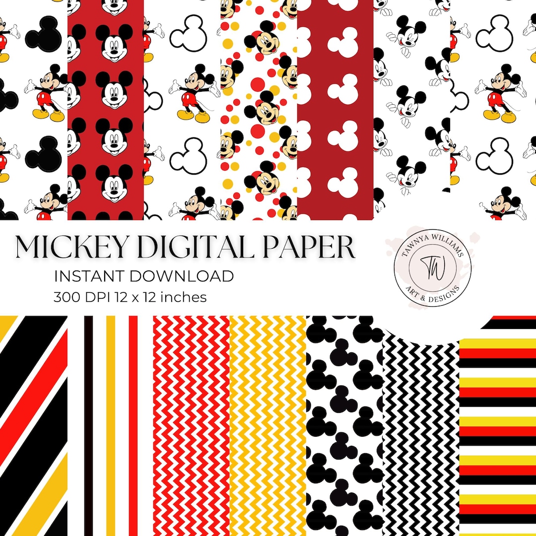 Mickey Seamless Pattern PNG and JPEG Files, Mickey Mouse, Disney - Etsy