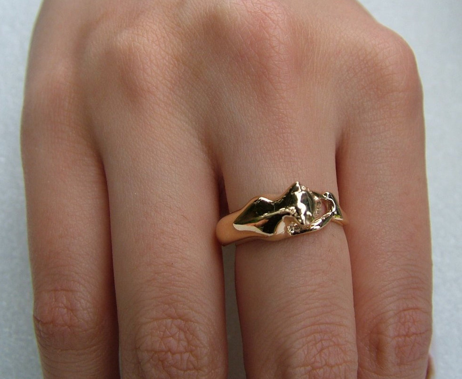 Panther Ring-gold Panther Ring With Diamonds-panther Relaxing - Etsy