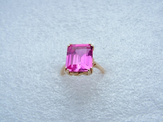 Sale Pink Sapphire and 10 Carat Gold Man made Sapphire sapphire Ring Pink Saphire Ring Pink Gemstone Etsy Denmark