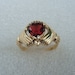 Gold Claddagh Ring With a Red Garnet Heart. Red Garnet Set in 10 Carat ...