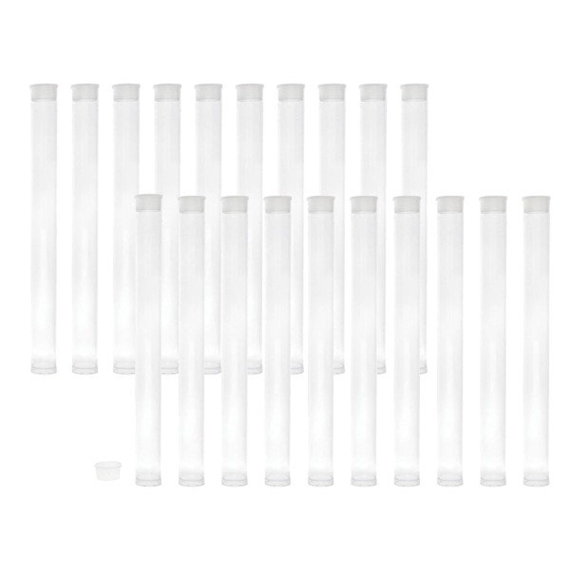 USED Clear Plastic Storage Tubes 6" Long Round With Flat Lids Set of 20 ...