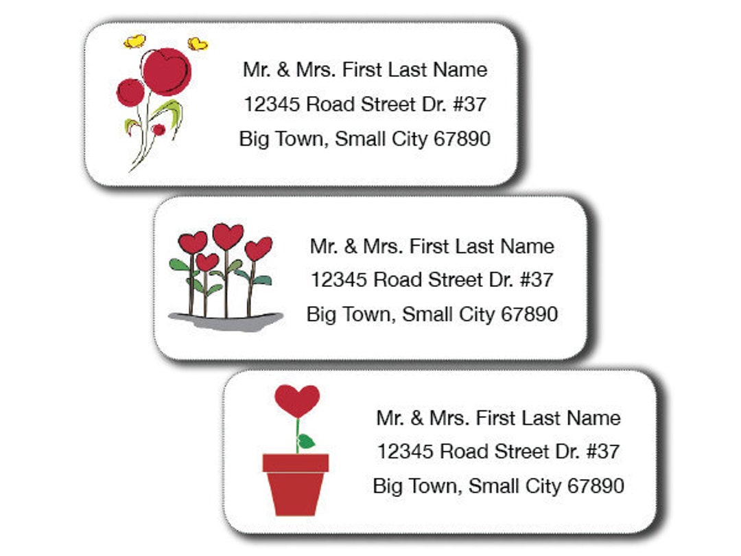 Red Flowers Address Labels, DIY Printable, Customizable, Editable PDF ...