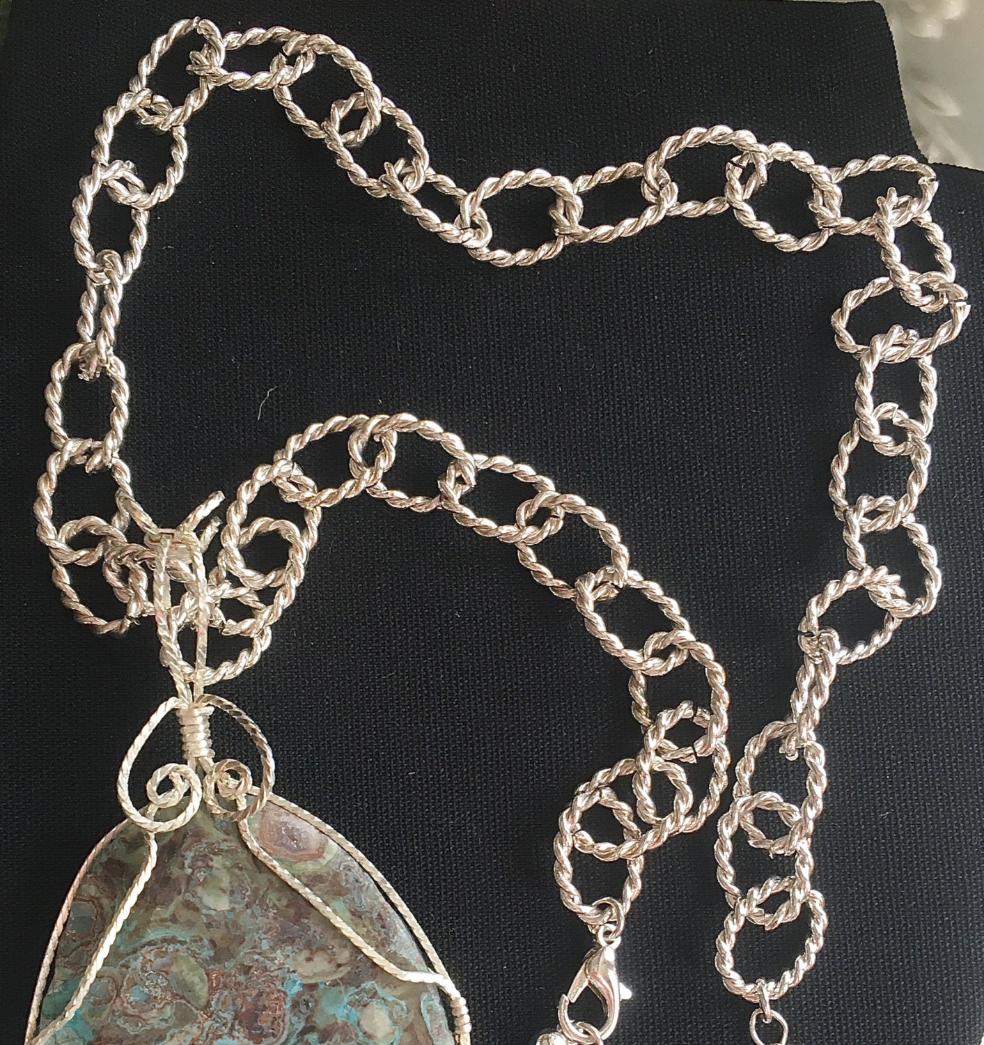 Genuine Dragon Skin Jasper Hand Wire Wrapped Sterling Silver Braided ...