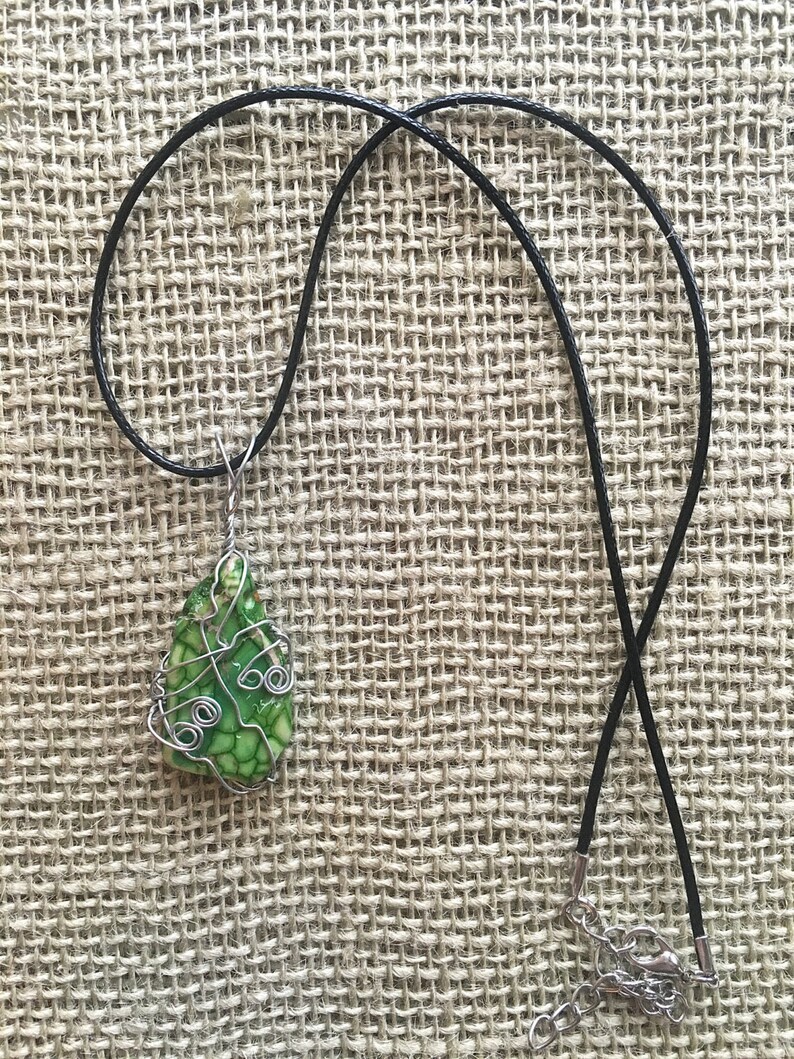 Spring Green Wire Wrap Necklace. Green Jasper Wire Wrap Necklace ...
