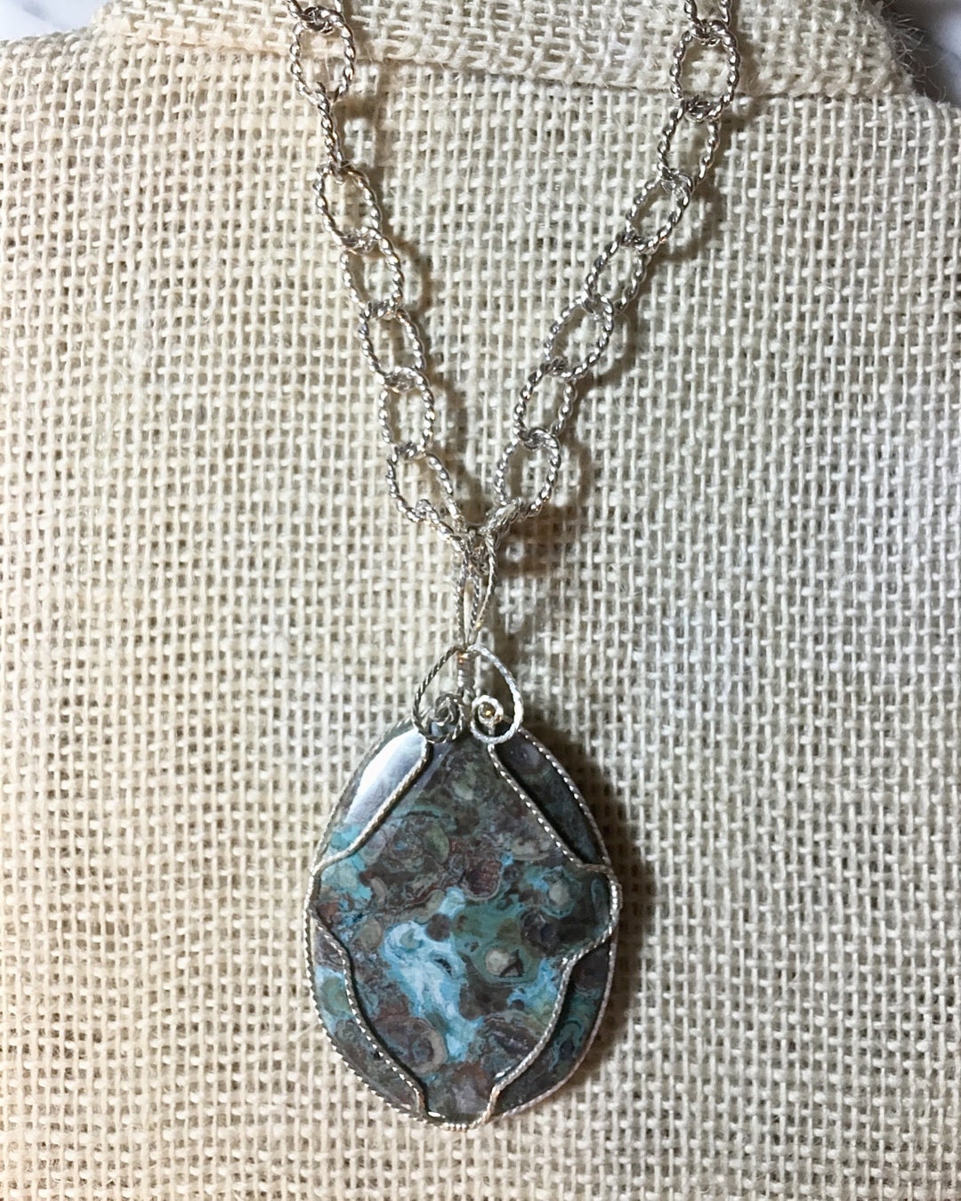 Dragon Skin Jasper Sterling Silver Wire Wrap - Etsy