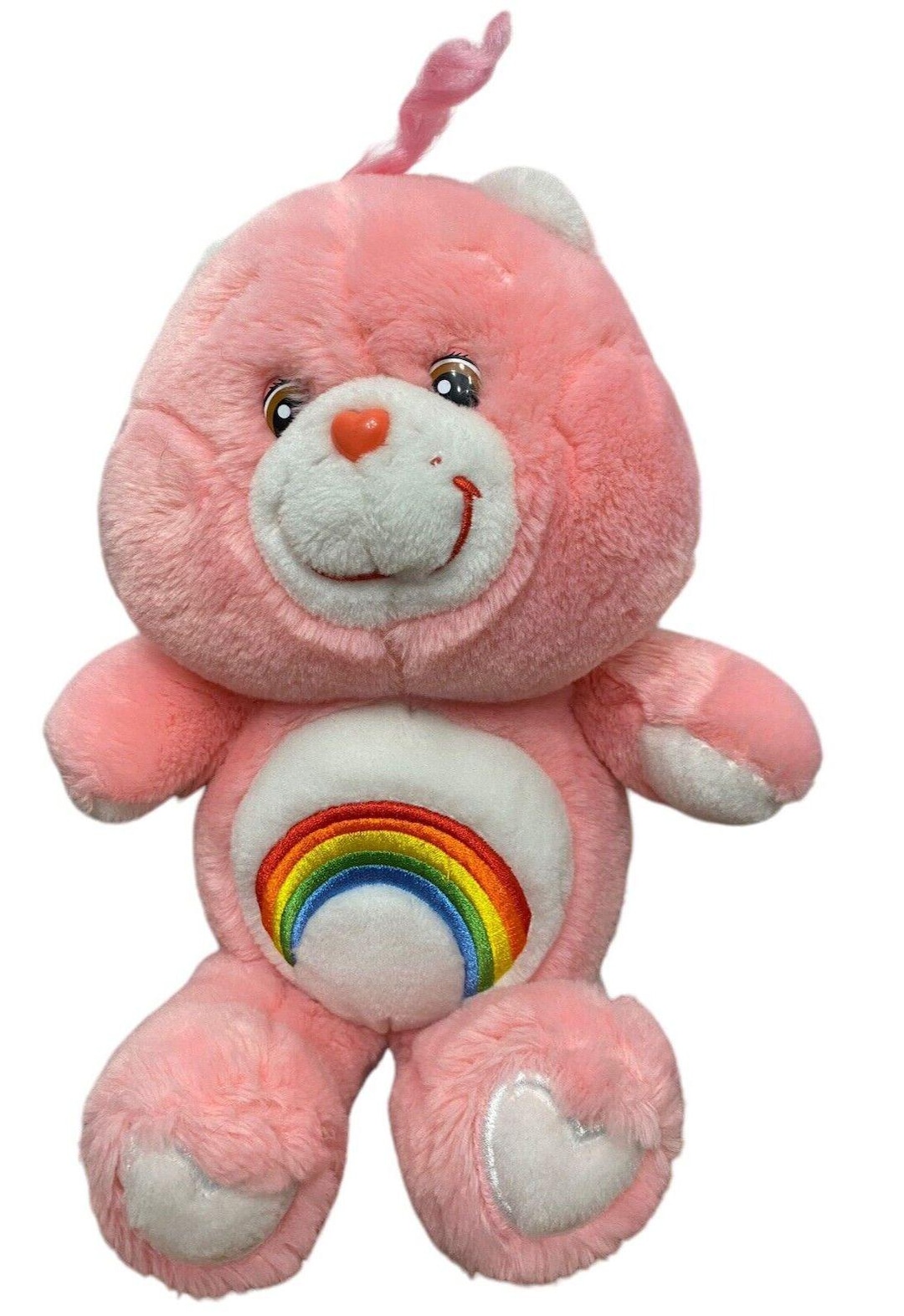 Care Bear Cheer Bear Rainbow Heart Pink Stuffed Bear Carlton Cards ...