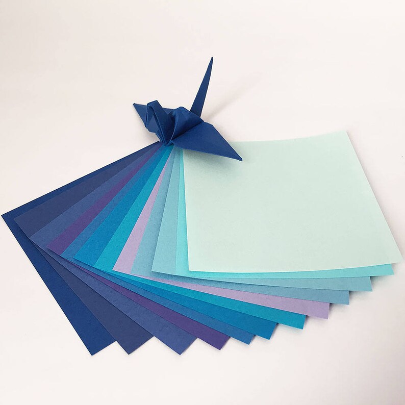 Origami Paper Sheets 3 Blue Shades Tant Paper 96 - Etsy