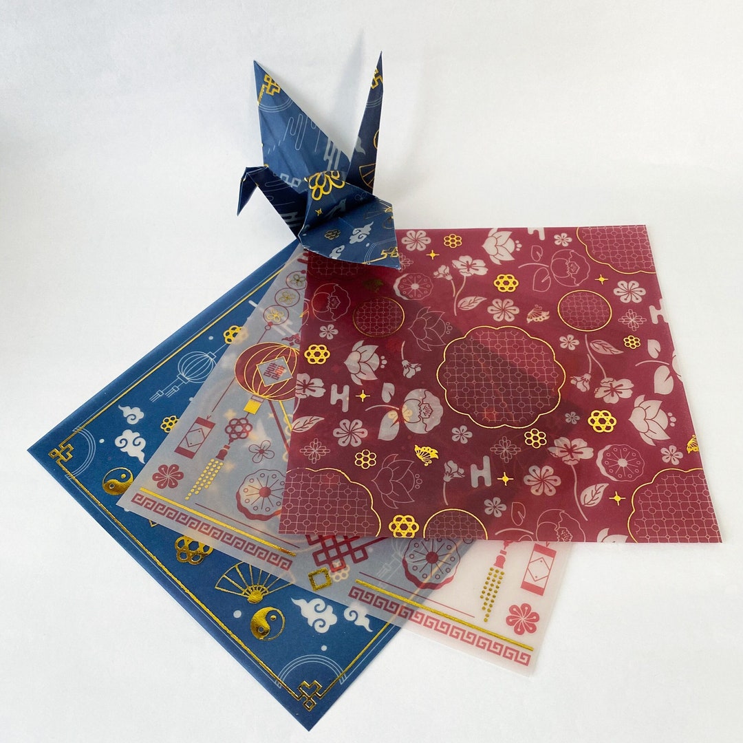 Origami Paper Sheets - Vellum Translucent Chinese Pattern - 12 Sheets ...