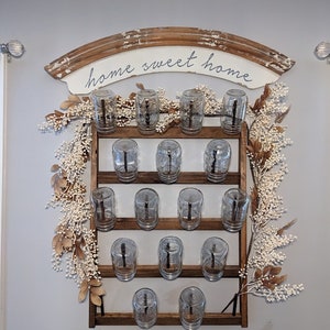 Mason Jar Storage and Display Rack, Wood Wall Rack, Glass Storage, Wood ...