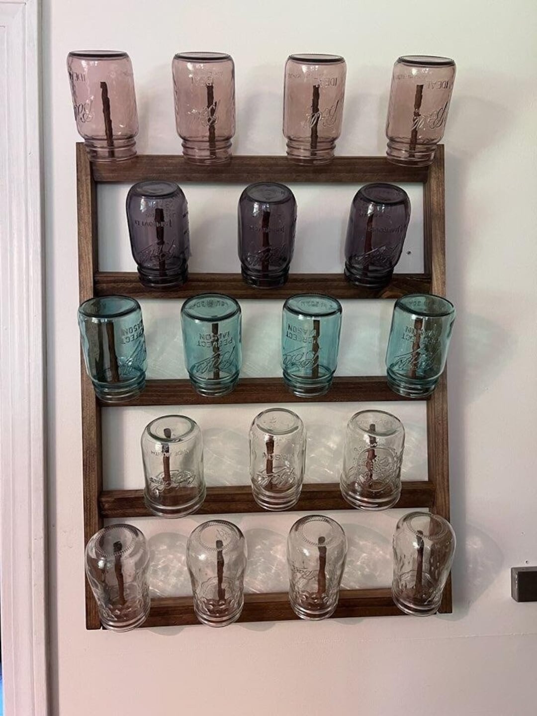 Mason Jar Storage and Display Rack Wood Wall Rack Glass - Etsy