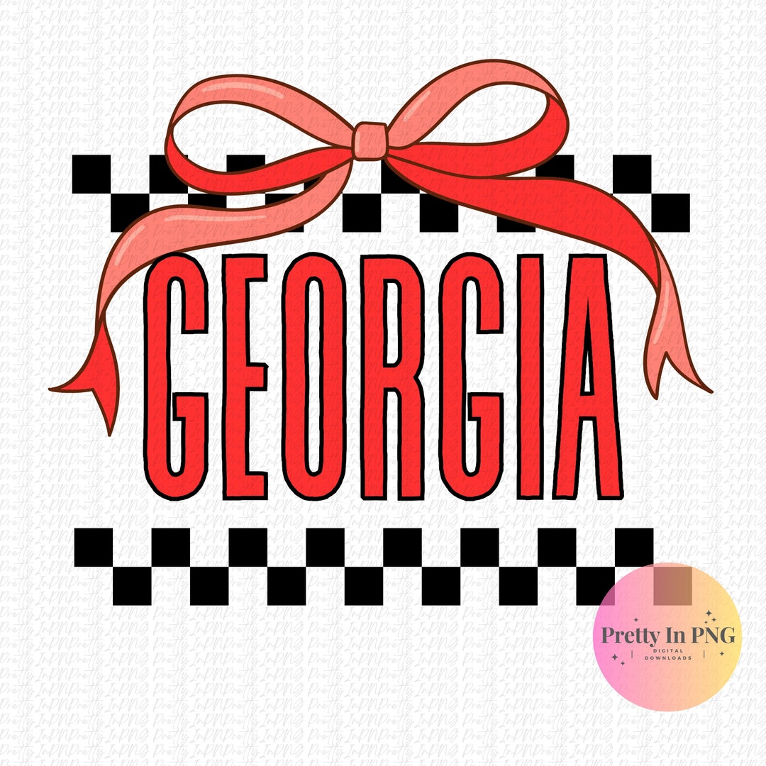 Georgia Checkered Bow Preppy Coquette PNG File | Sublimation PNG ...