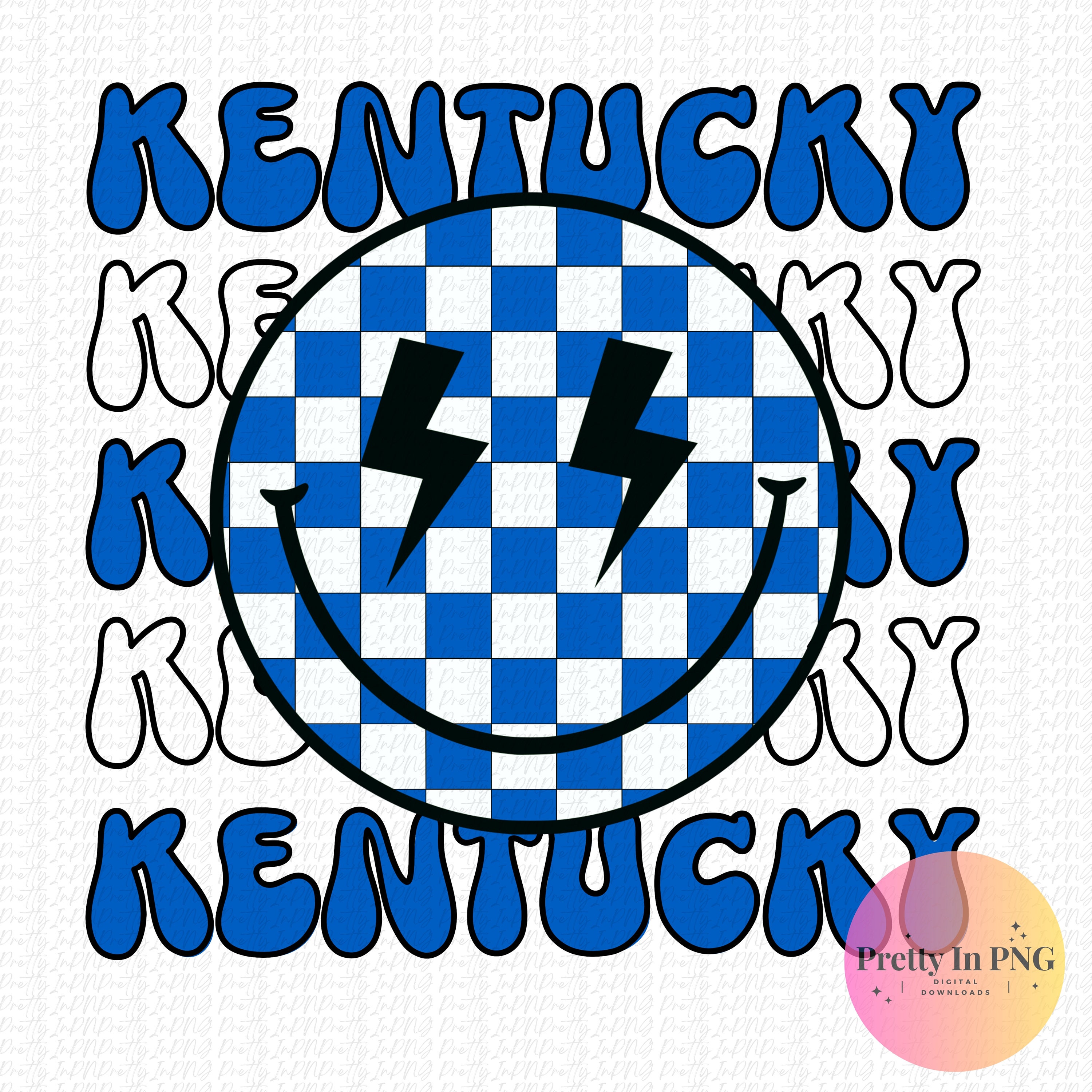 Kentucky Checkered Smiley Face PNG File | Sublimation PNG | Digital ...