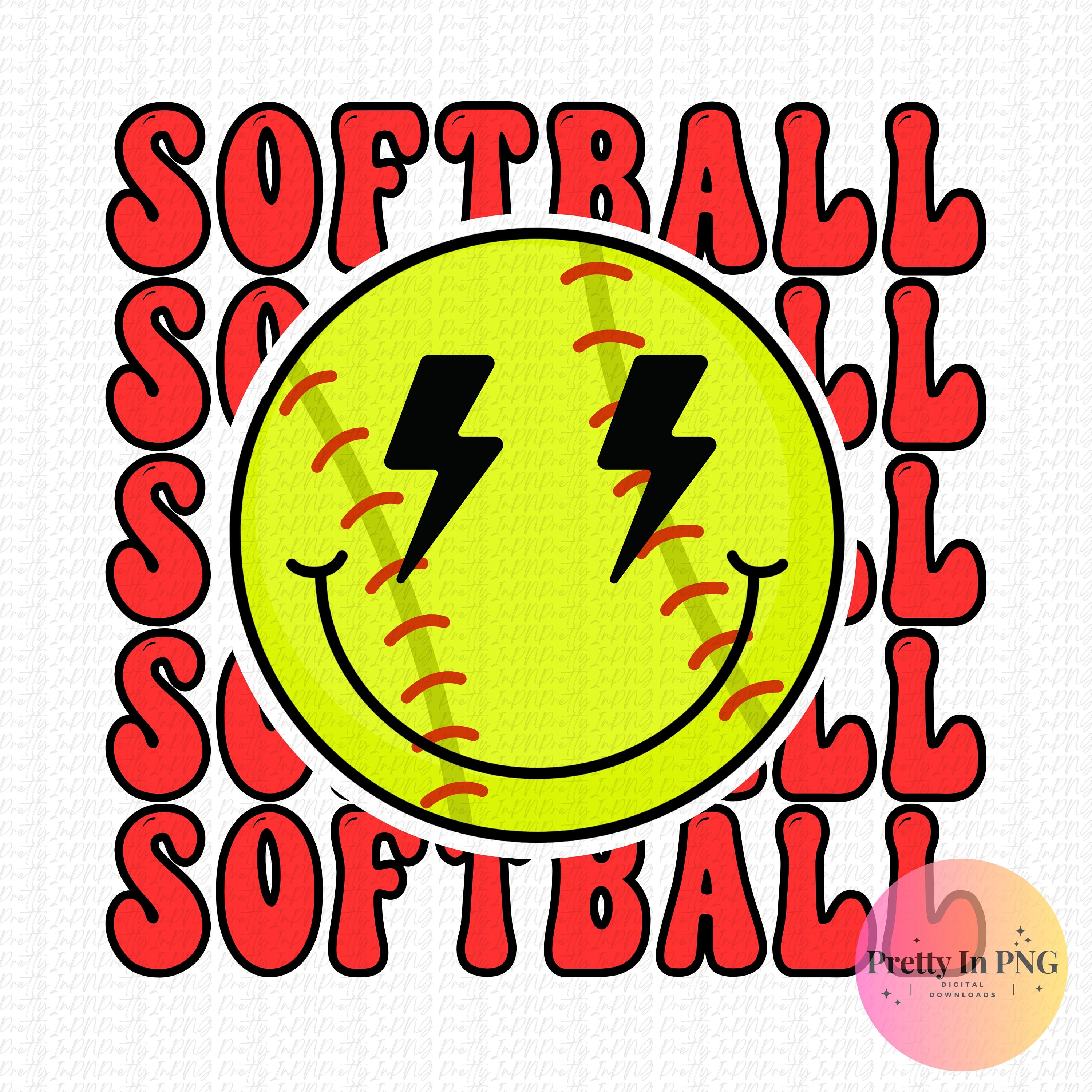 Softball Smiley Face PNG File Digital Download T-shirt Sublimation ...