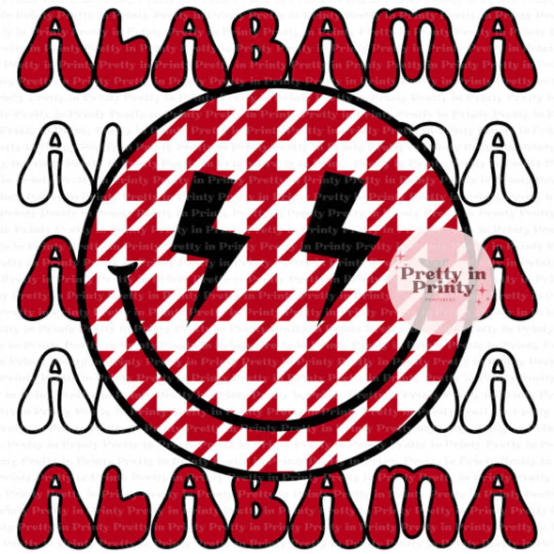 Alabama Houndstooth Smiley Face PNG File | Sublimation PNG | Digital ...