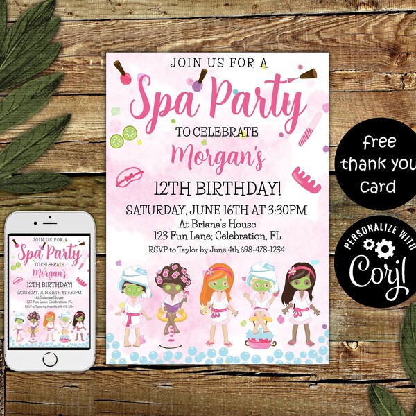 Girls Sleepover Spa Party Invitation - Etsy