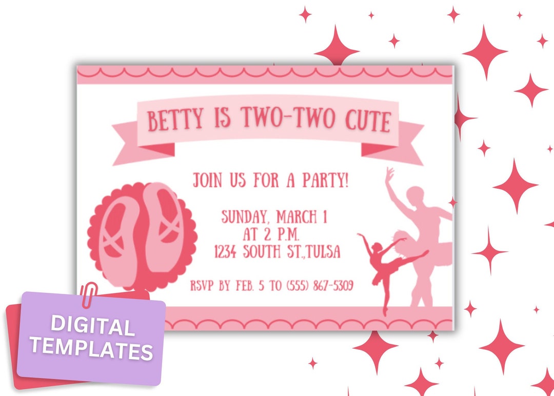 Two Two Cute Second Birthday Party Invitation - Etsy