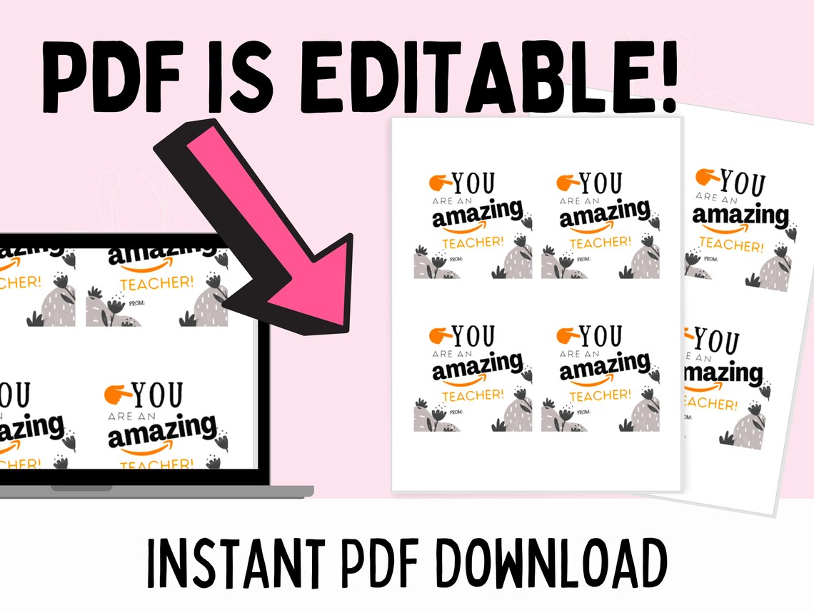 EDITABLE Thank You Gift Tag Teacher Appreciation Gift Label - Etsy