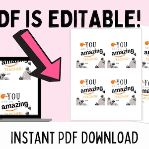 EDITABLE Thank You Gift Tag Teacher Appreciation Gift Label • You Are ...