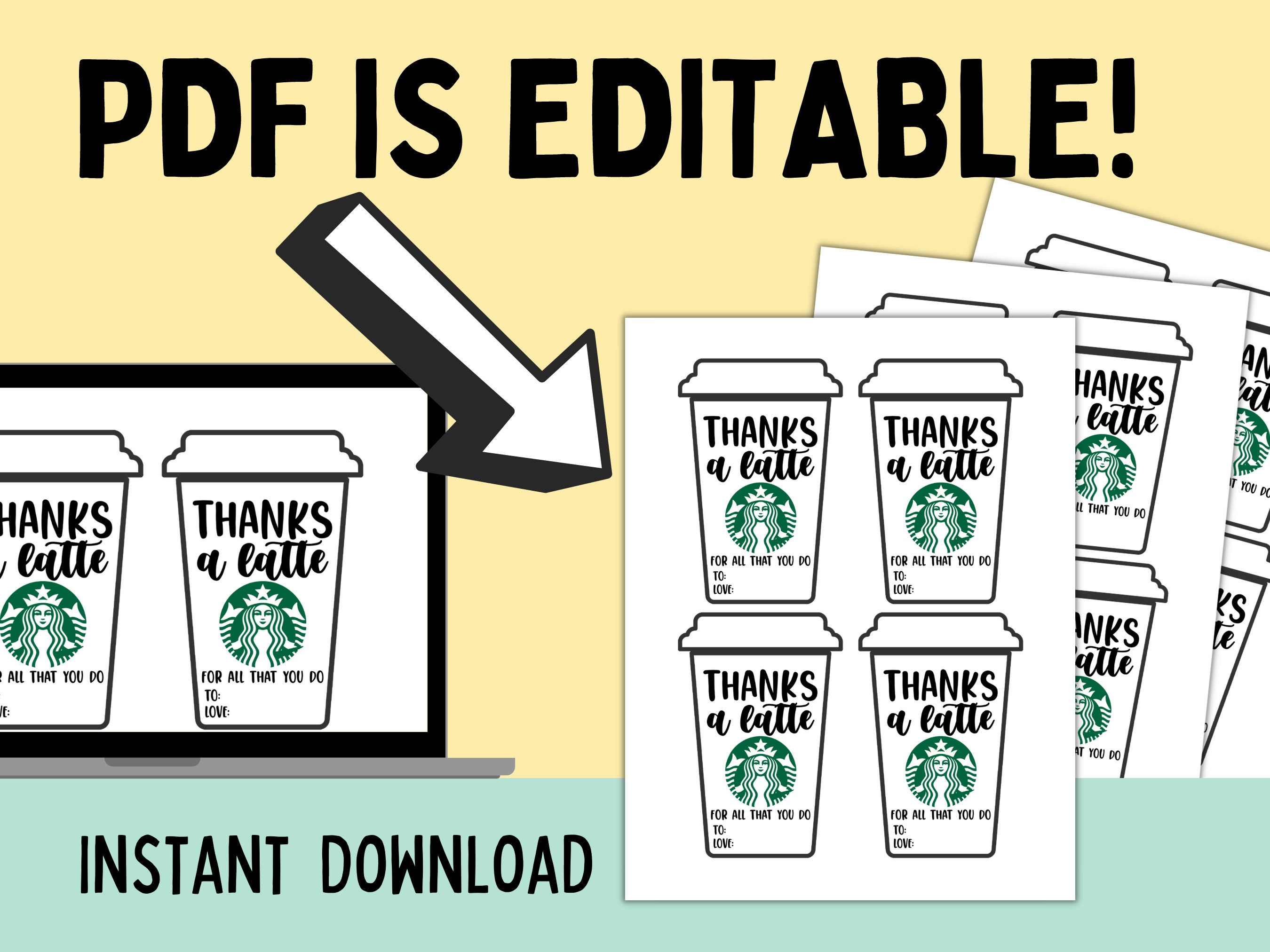 EDITABLE End of School Year Teacher Gifts Thanks a Latte - Etsy Canada