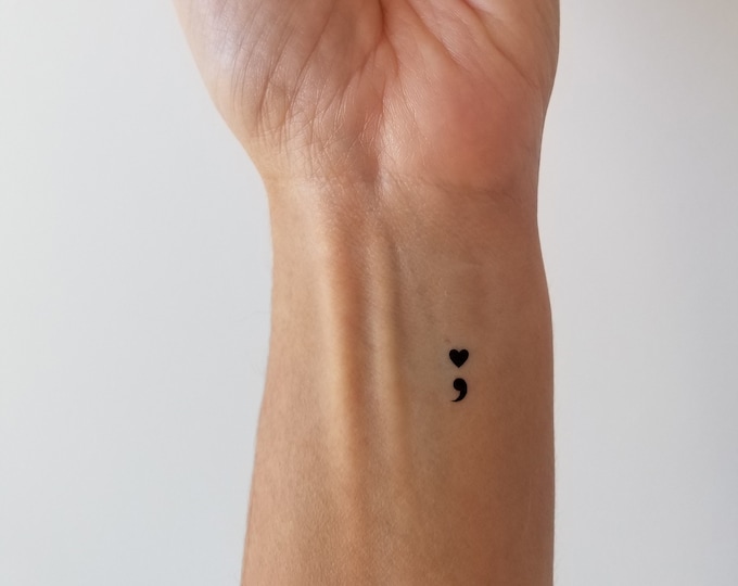 Semicolon Heart Awareness Temporary Tattoo 5 Waterproof Durable Fake ...