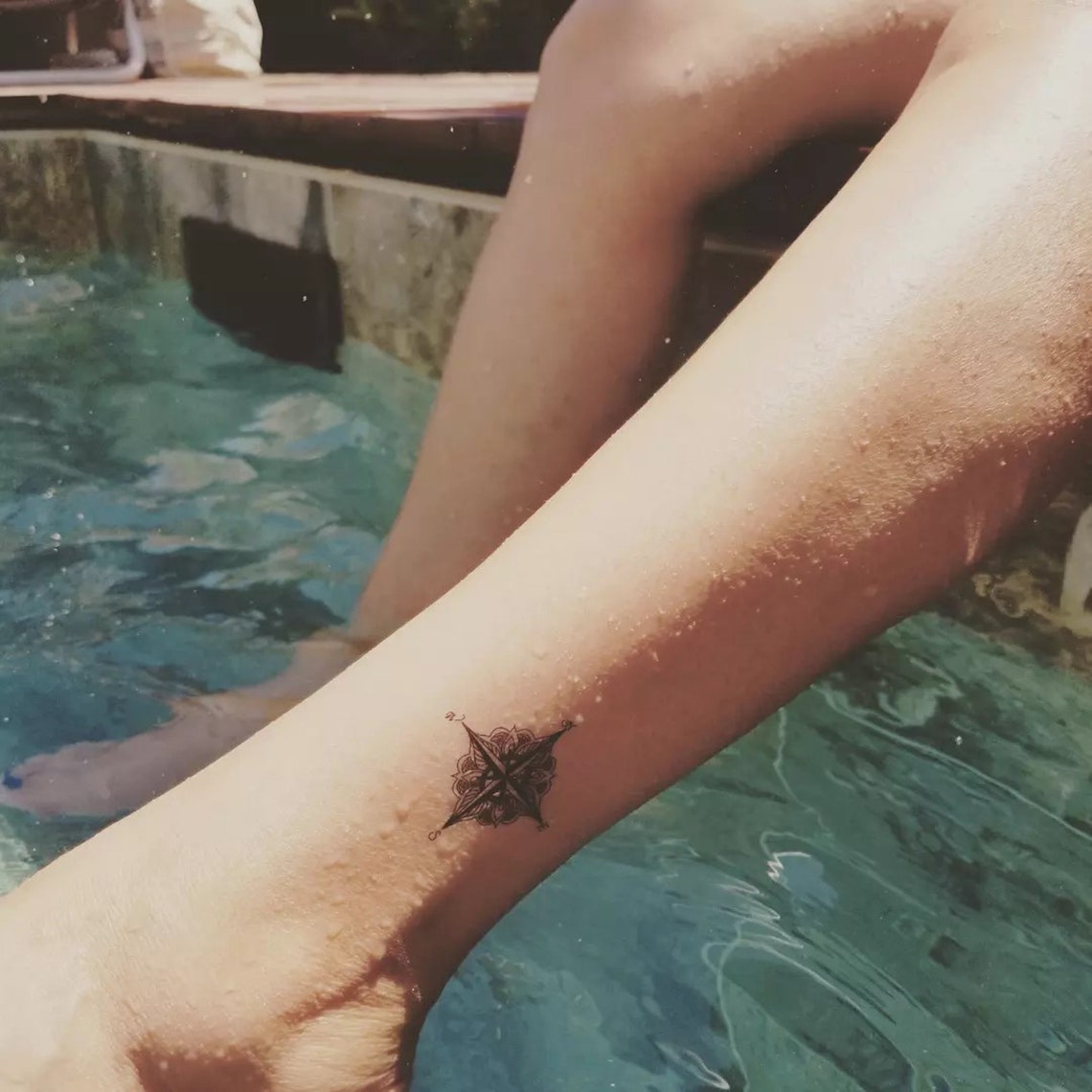 Mandala Compass Temporary Tattoo Boho Compass Tattoo - Etsy