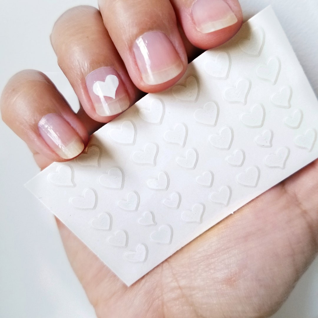White Hearts Nail Decals (set of 28)/ Different Sizes and Shapes of ...