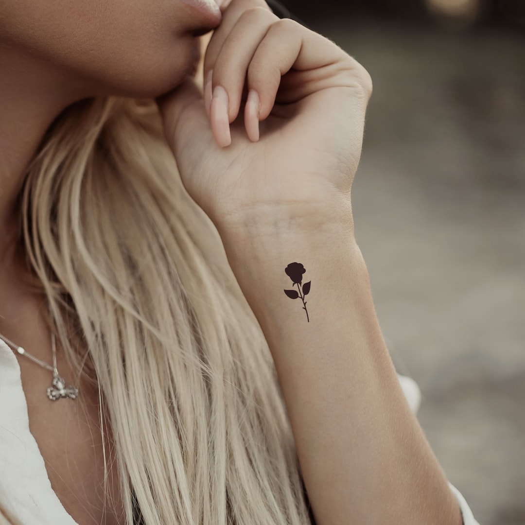 Mini Rose Temporary Tattoos (set of 4) - Etsy
