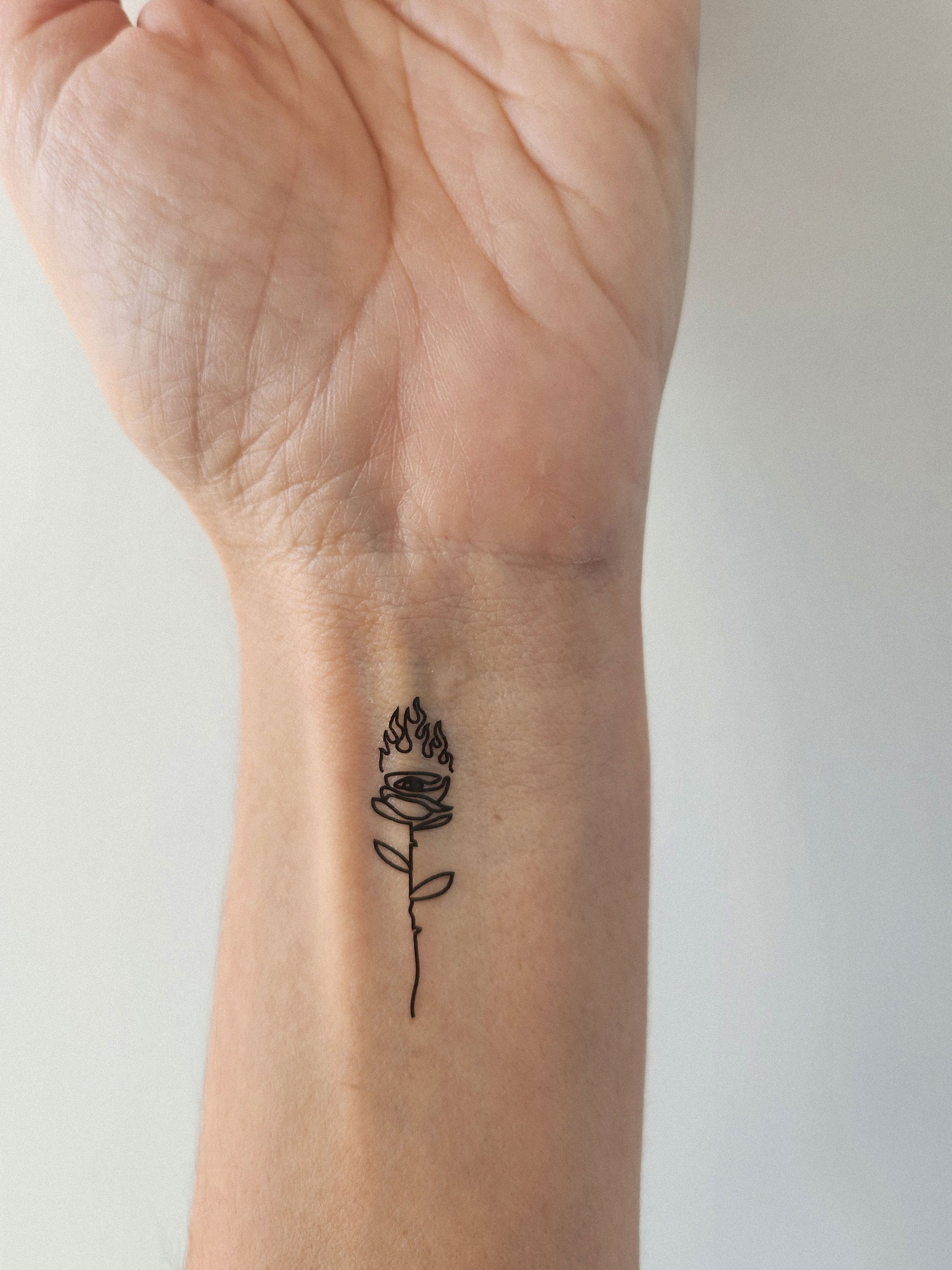 Rose on Fire Temporary Tattoo set of 2 - Etsy