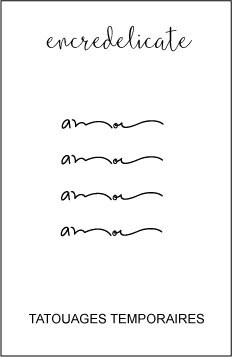 Handwritten Amor Temporary Tattoos set of 4 Small Cursive - Etsy