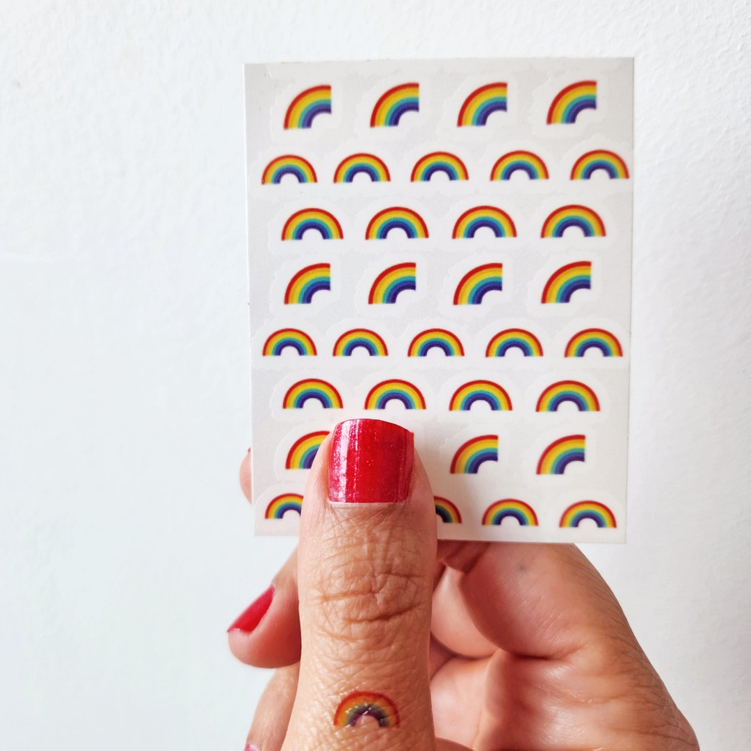Tiny Rainbow Temporary Tattoo set of 35 - Etsy