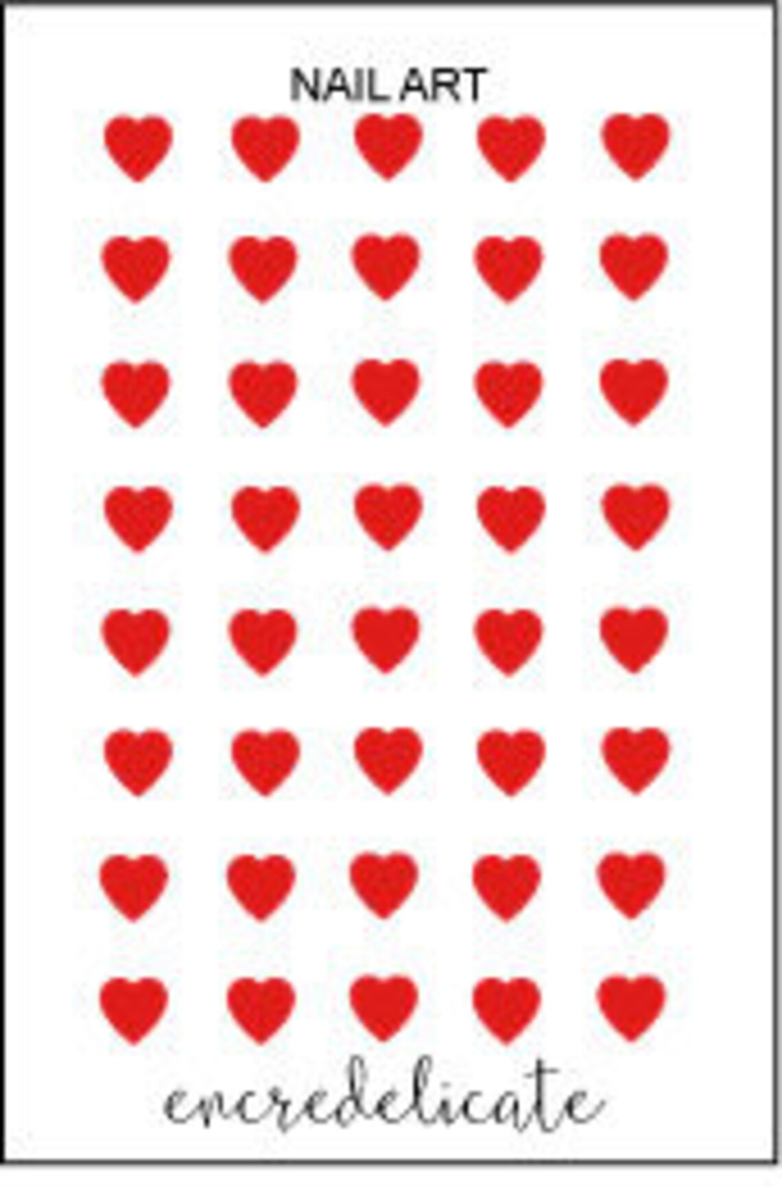 Red Heart Nail Decals / Heart Nail Decals / Heart Water Nail | Etsy