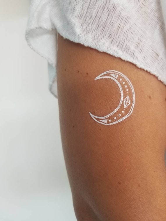 White Moon Temporary Tattoo - Etsy