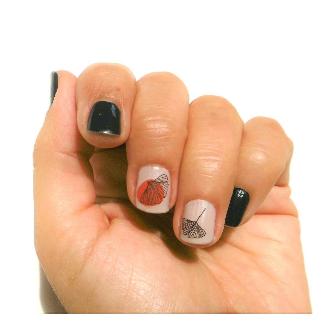 Gingko Nail Art / Gingko Waterslide Nail Decals / Nature Nail Decals ...