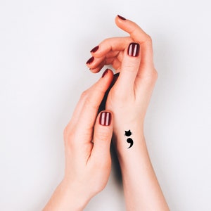 6 Semicolon Cat Temporary Tattoo / Little Temporary Tattoo / - Etsy