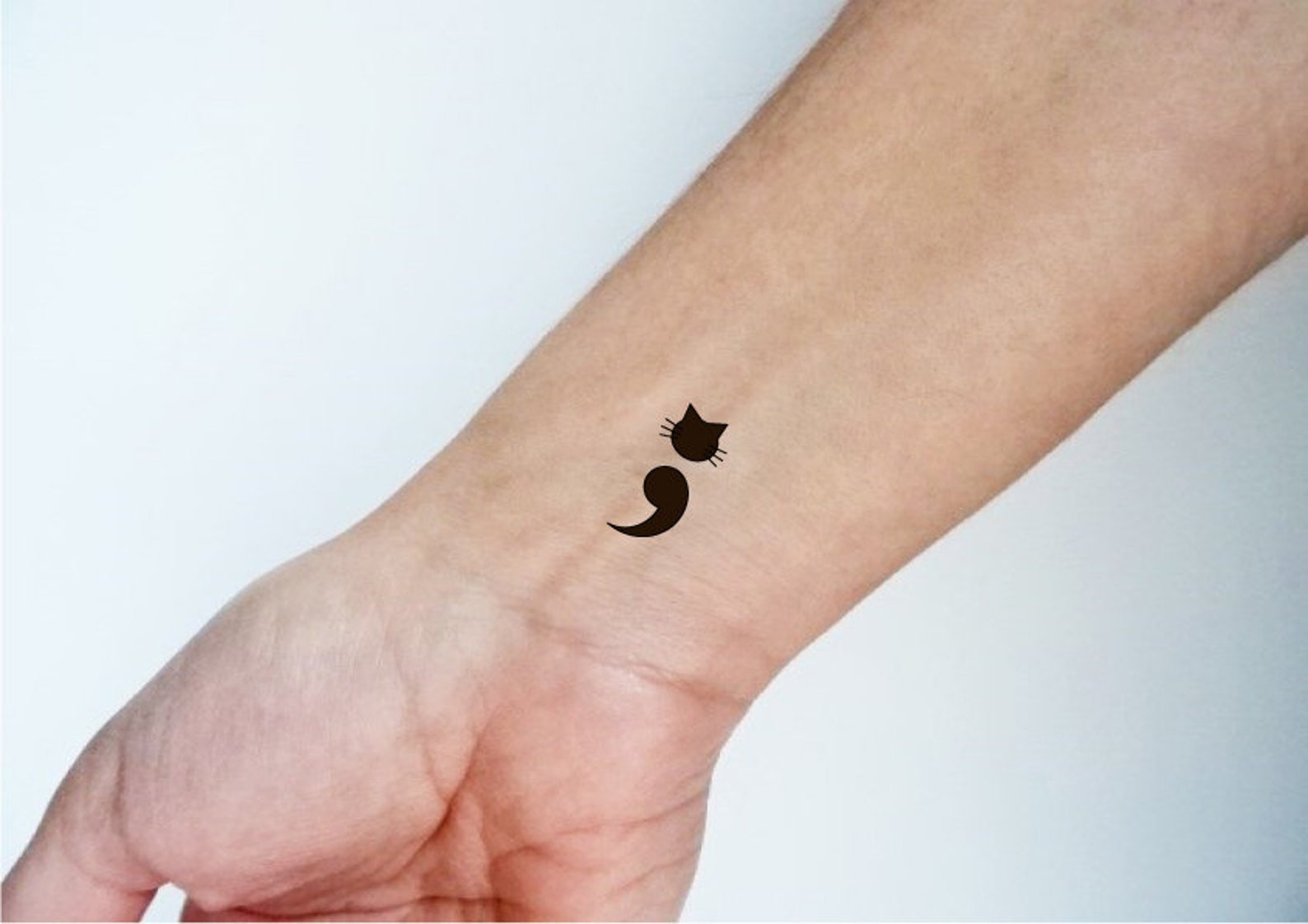 6 Semicolon Cat Temporary Tattoo / Little Temporary Tattoo / | Etsy