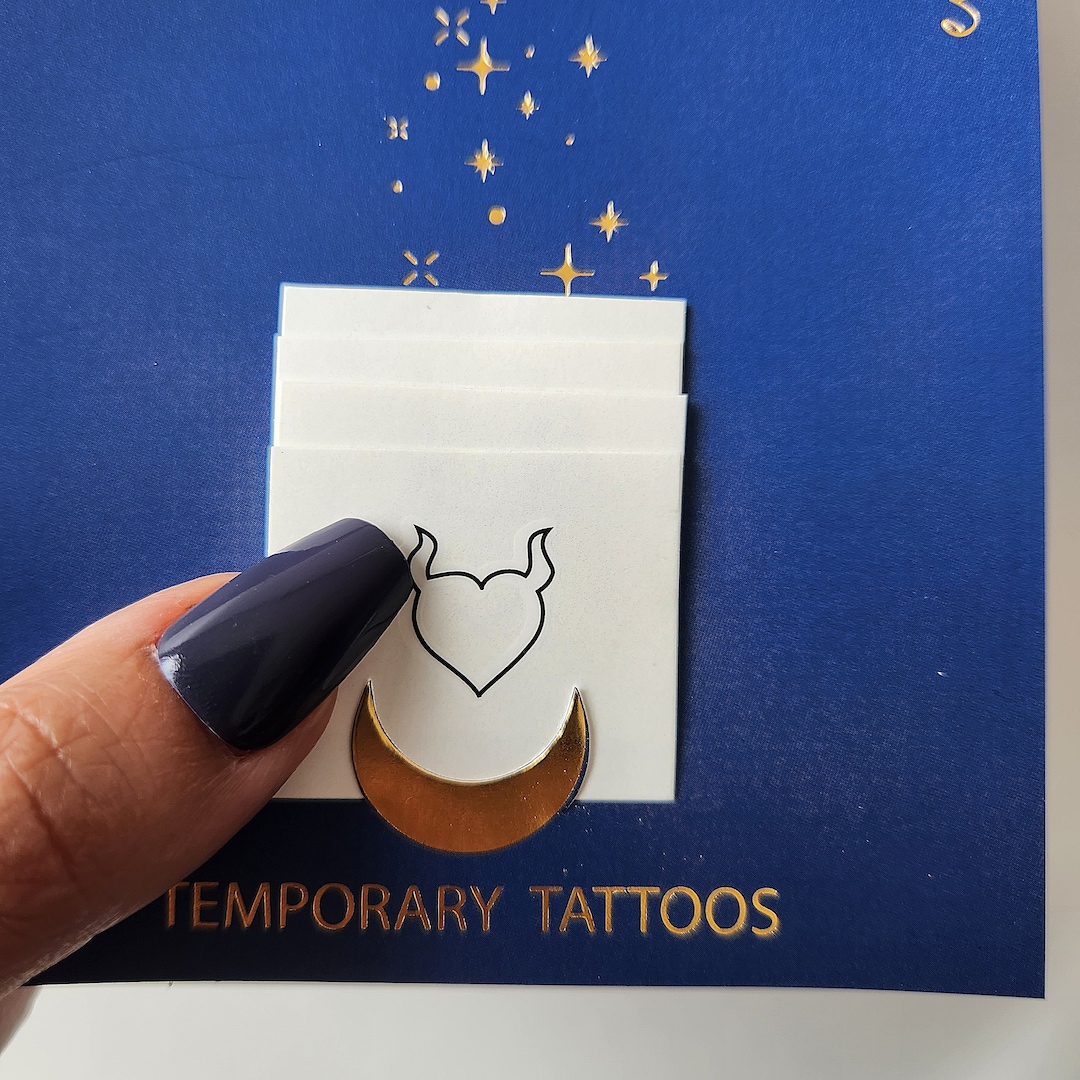 Temporary Heart Tattoo With Devil Horns (set of 4) - Etsy
