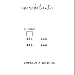 444 Number Temporary Tattoos (set of 4) - Etsy