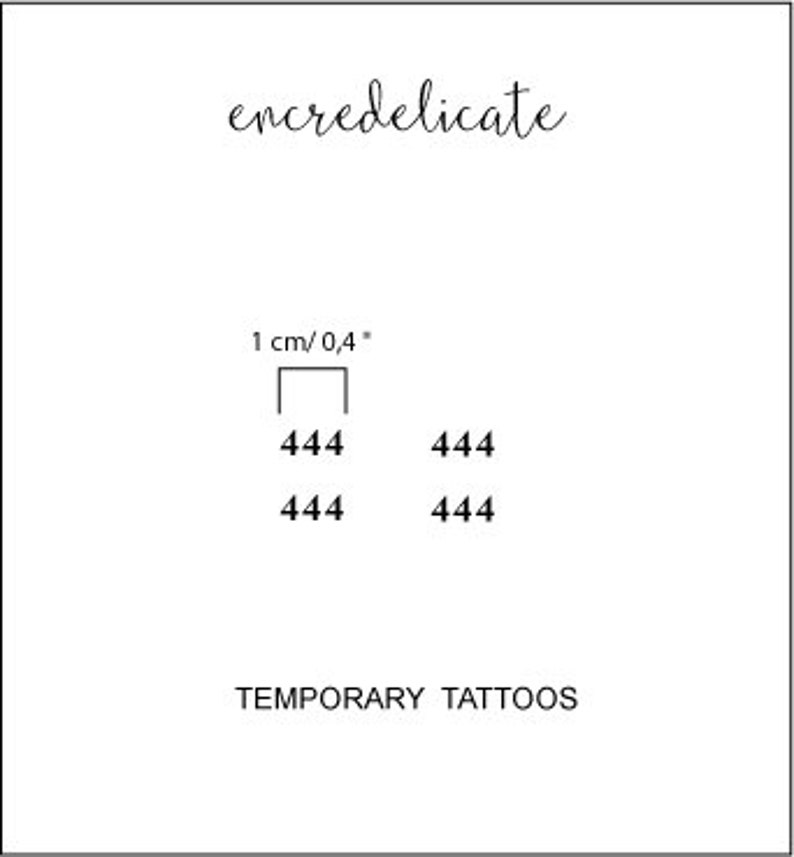 444 Number Temporary Tattoos (set of 4) - Etsy