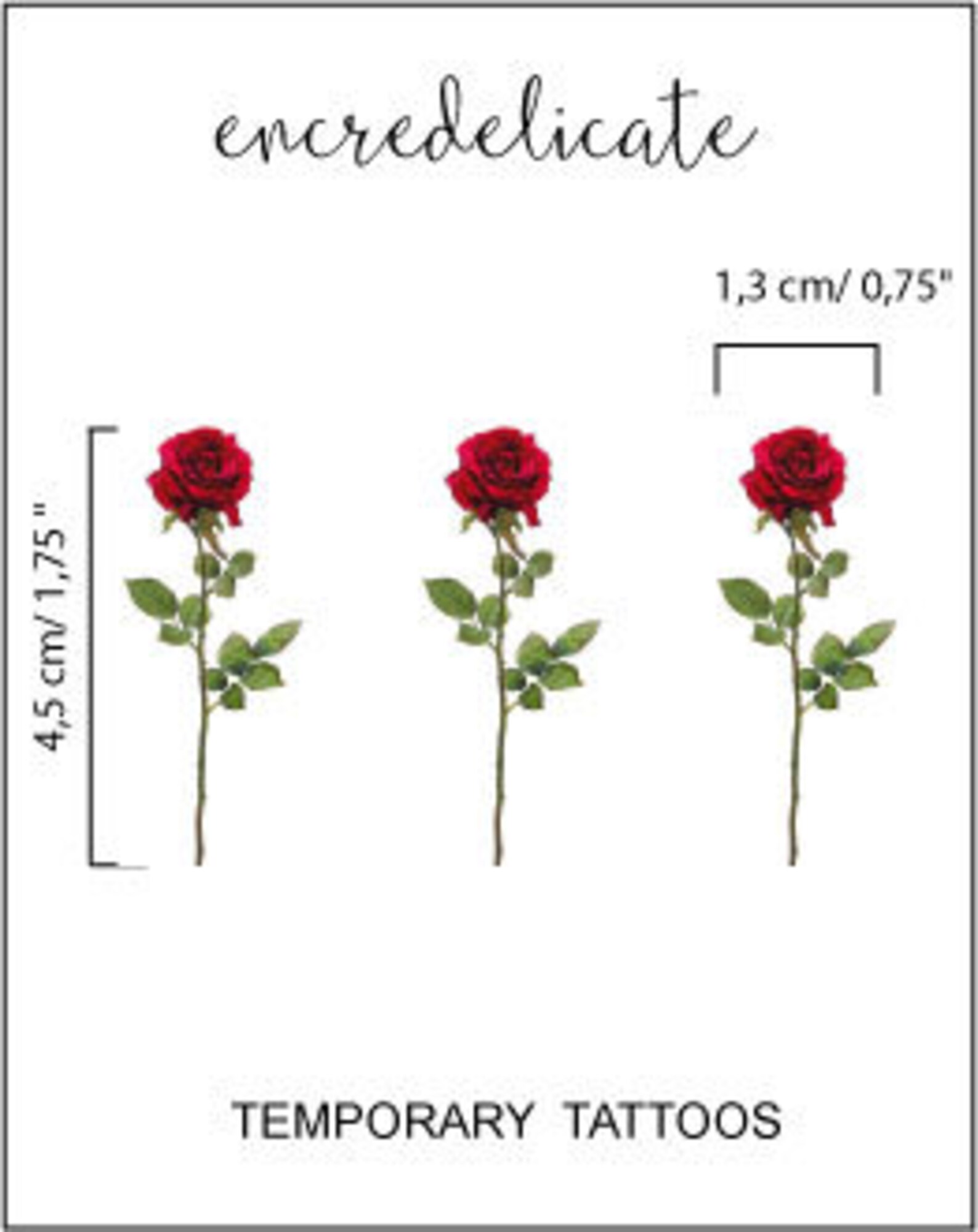 Red Rose Temporary Tattoo (set of 3) - Etsy