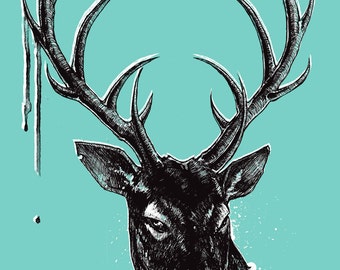 Antler drawing | Etsy