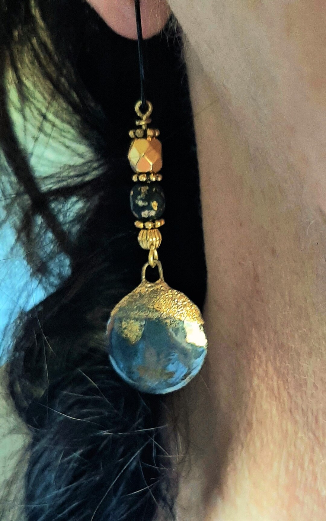 Eclipse Modern Funky Black Crusty Rustic Gold Leaf Handmade Artisan ...