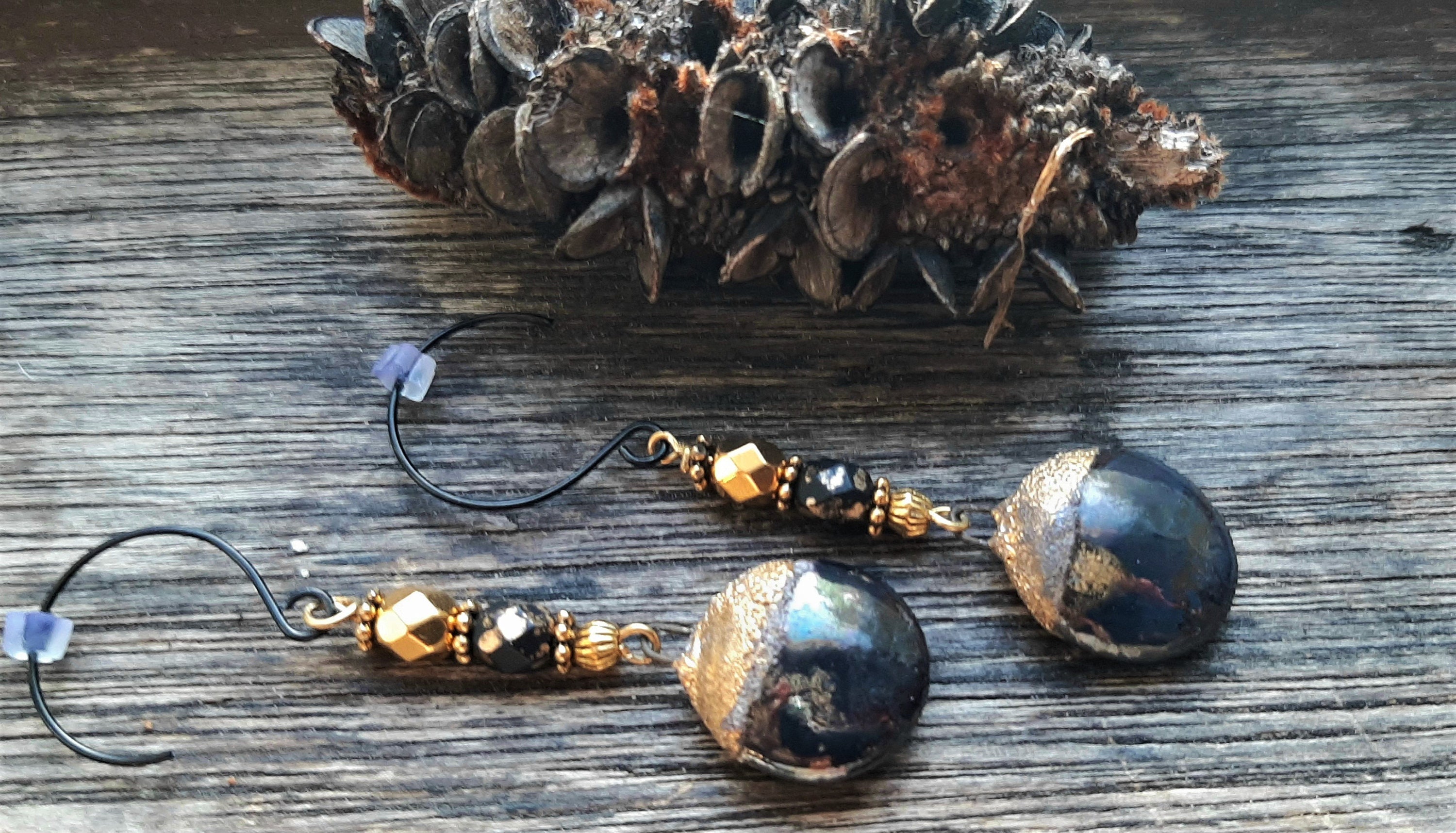 Eclipse Modern Funky Black Crusty Rustic Gold Leaf Handmade Artisan ...