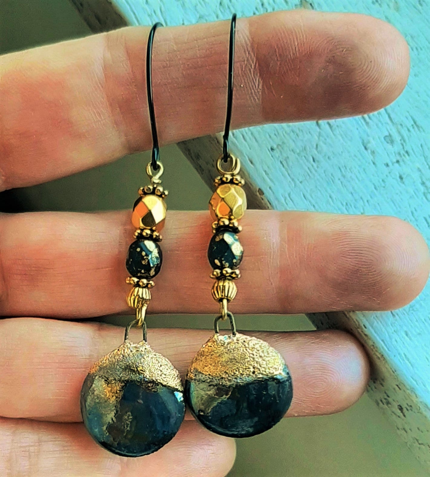 Eclipse Modern Funky Black Crusty Rustic Gold Leaf Handmade Artisan ...