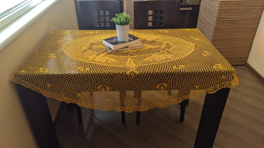 Unique Large Handmade Lace Ellipse Crochet Tablecloth in - Etsy